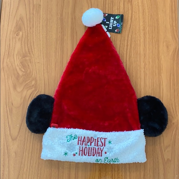 Disney | Other | Disney Mickey Mouse Santa Hat Lights Up Incl Batt ...